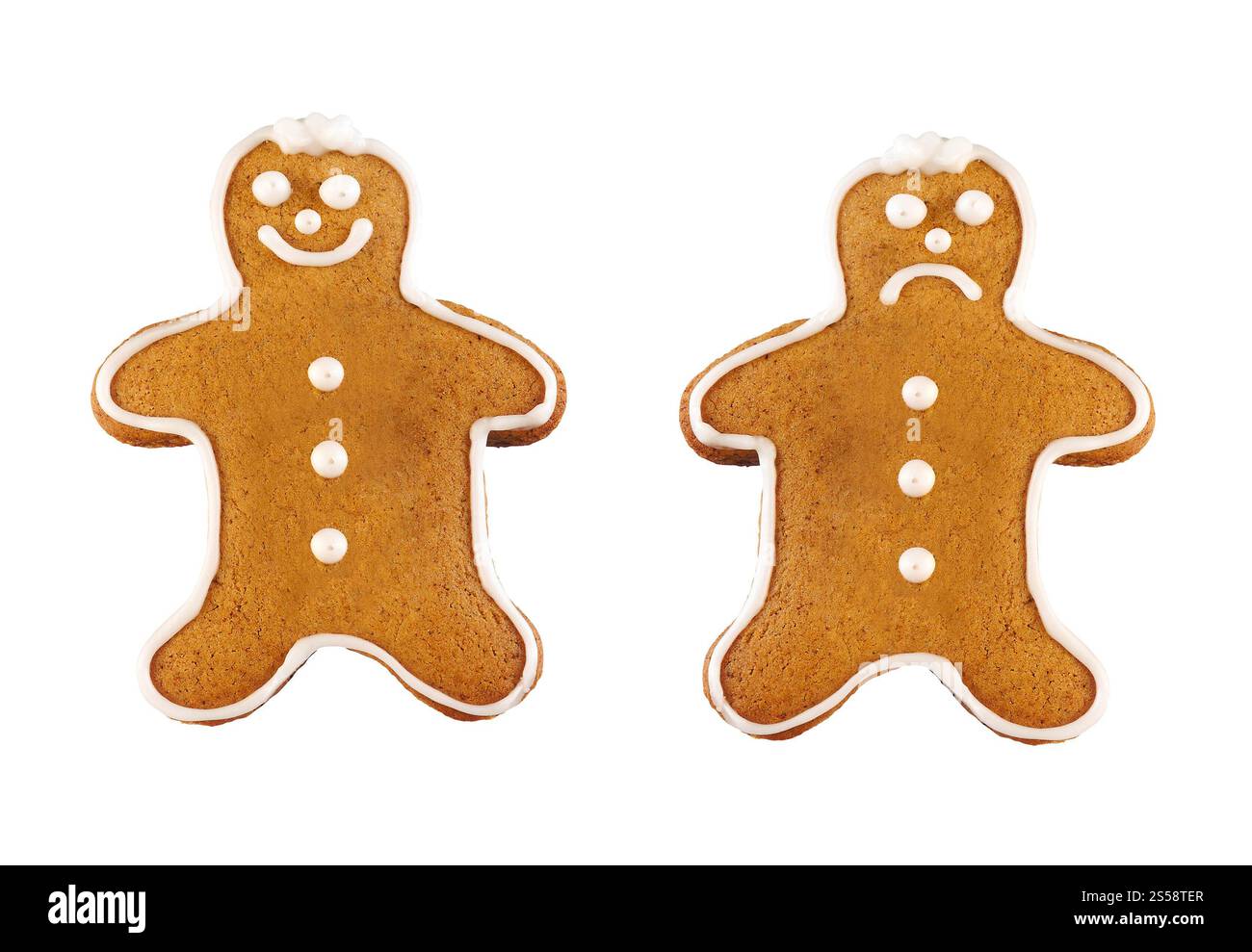 happy and sad gingerbread man isolated Stock Photo - Alamy