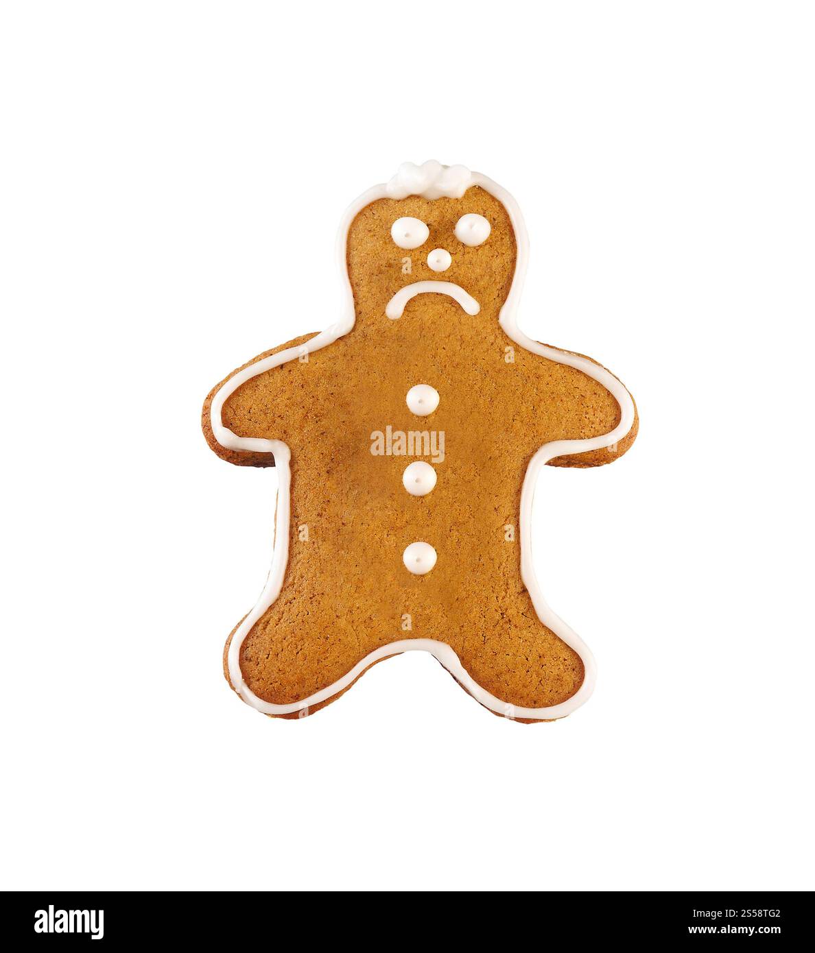 sad gingerbread man isolated on white background. sad gingerbread man ...
