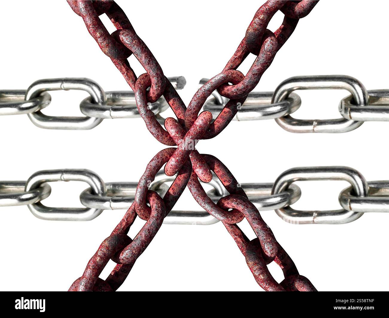 old and new chains isolated on white. old and new chains Stock Photo ...