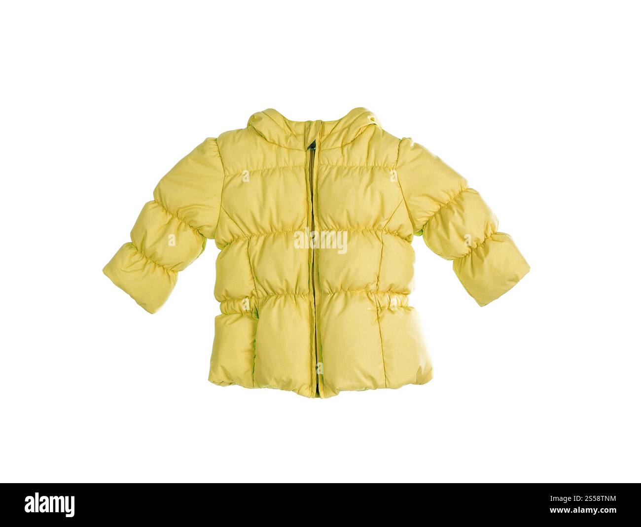 Bright childrens yellow jacket isolated on white background. Bright ...