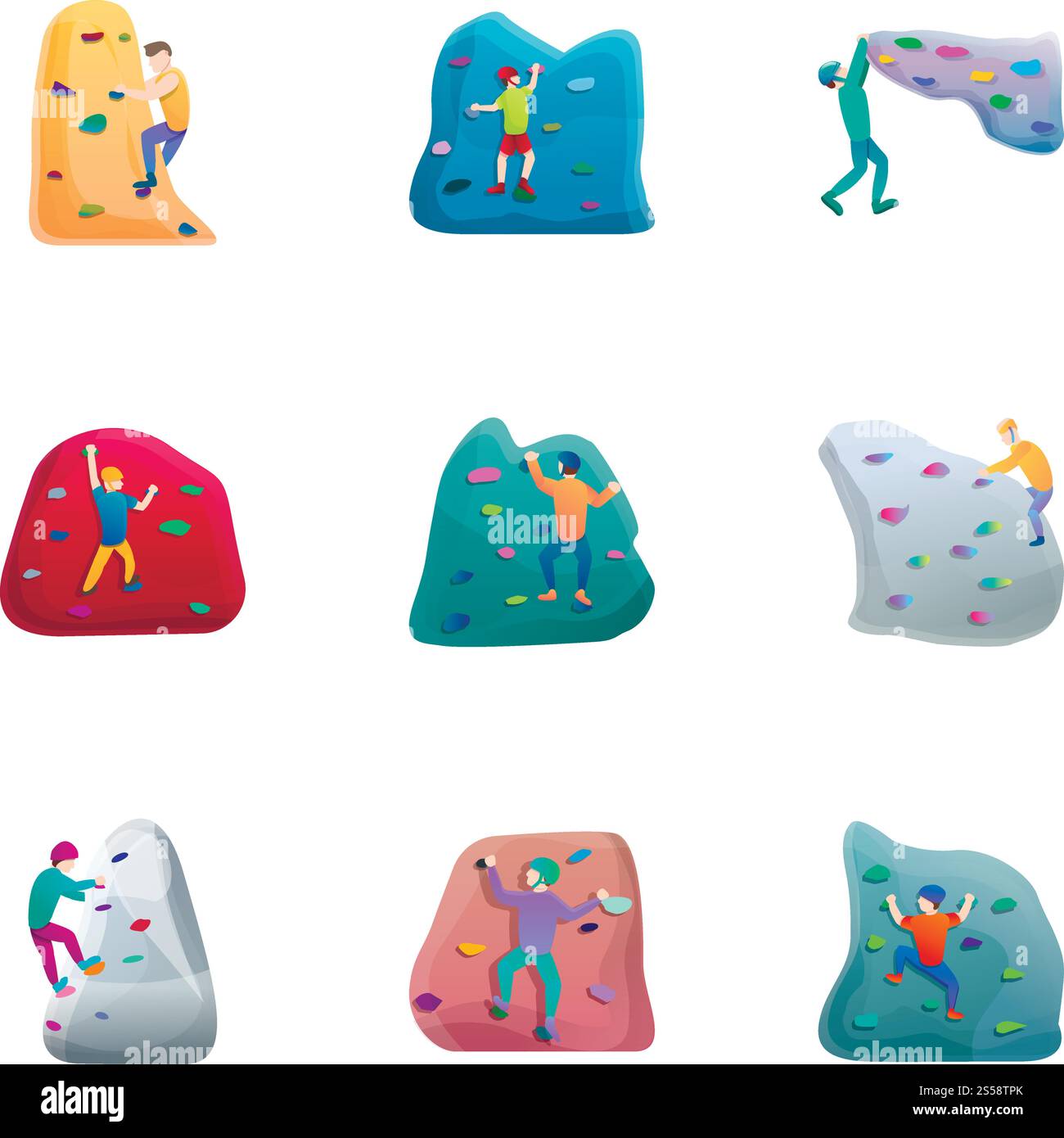 Sport climbing icon set. Cartoon set of 9 sport climbing vector icons ...