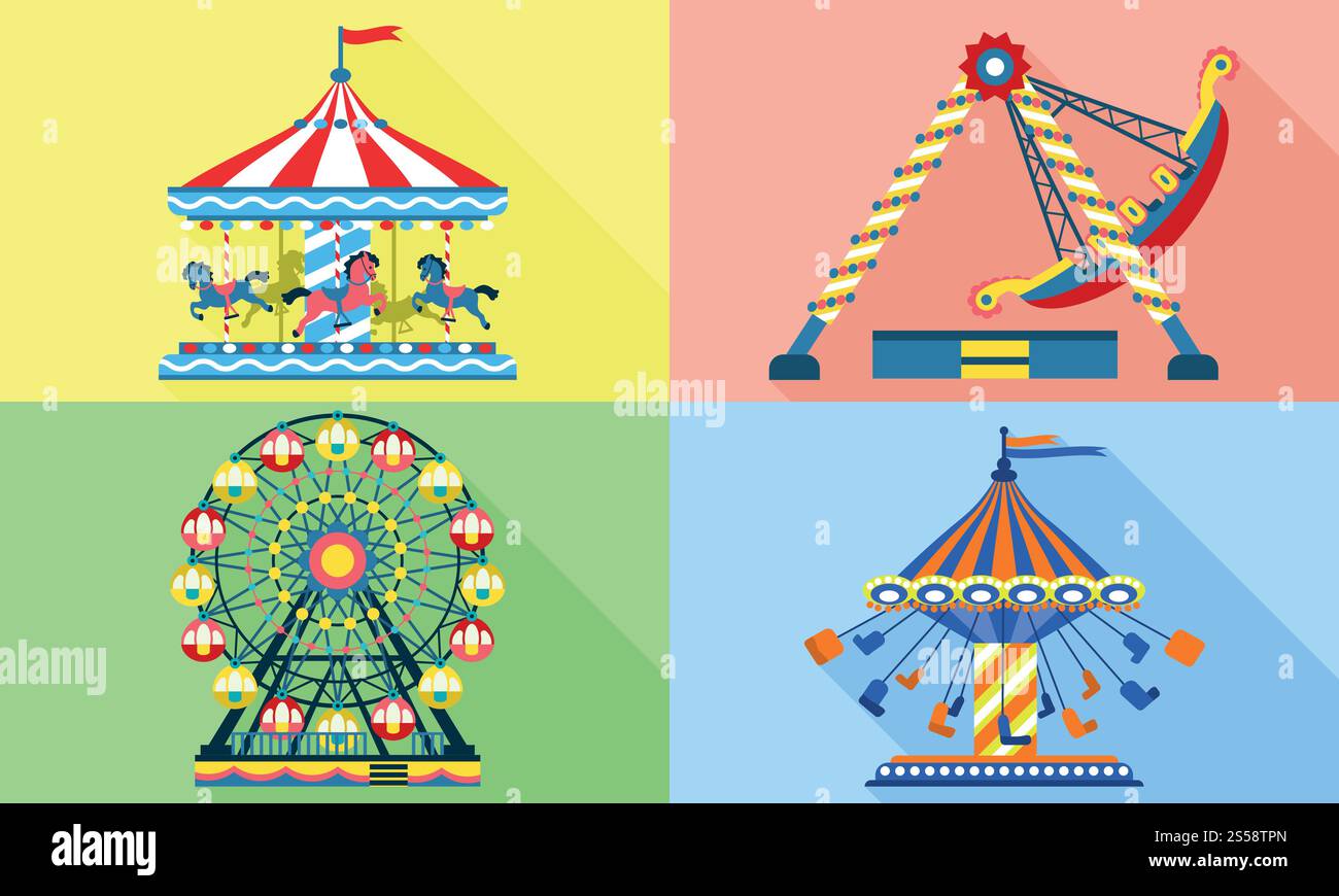 Carousel icons set. Flat set of carousel vector icons for web design ...