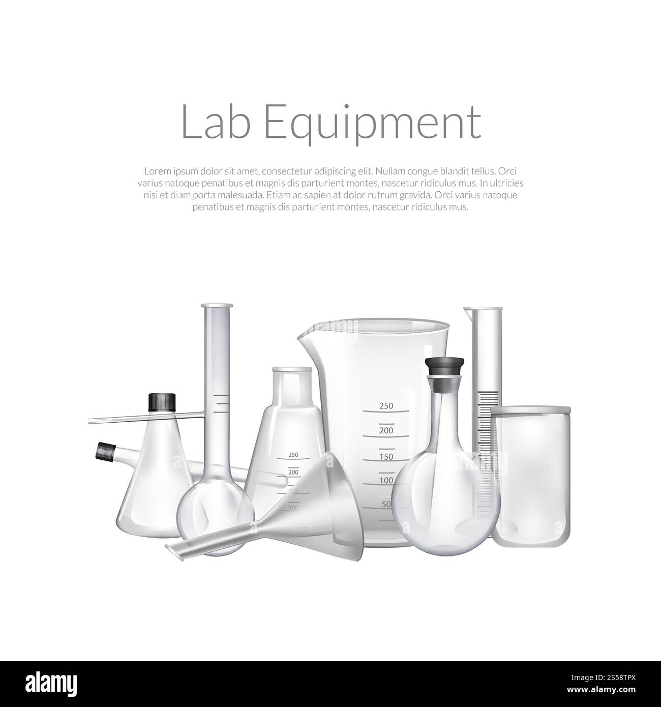 Vector background with place for text and chemical laboratory glass ...