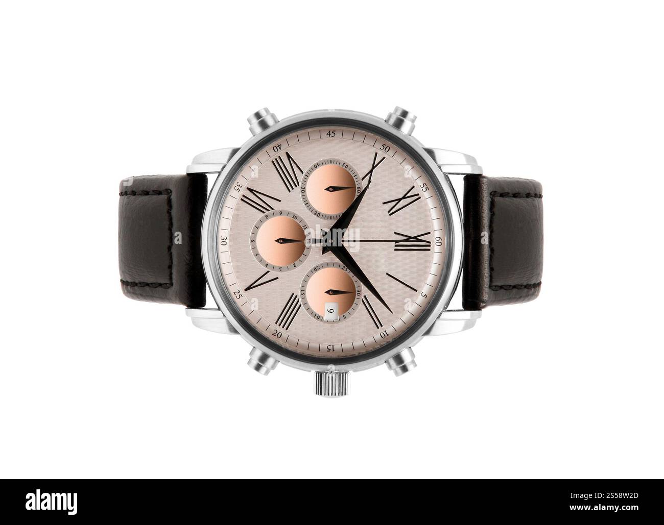 luxury silver man watch against white background. luxury silver man ...