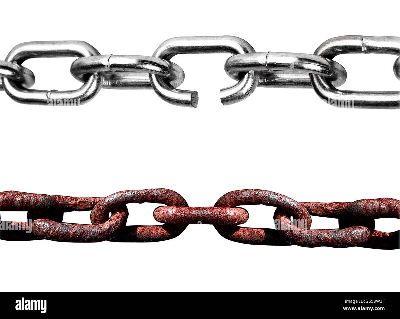 old and new chains isolated on white background. old and new chains ...