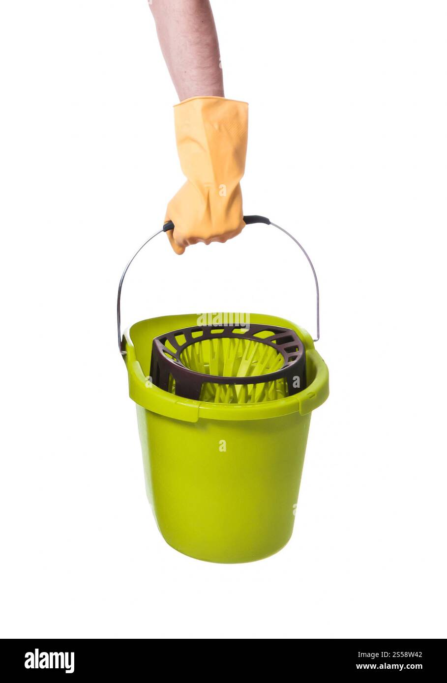 Human hand holding empty plastic bucket container. Human hand holding ...