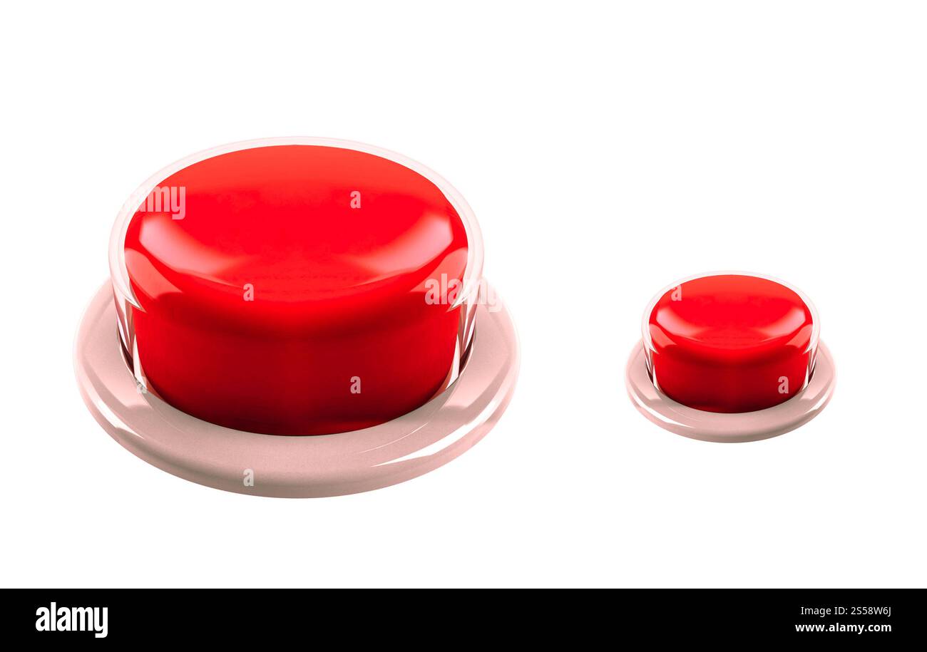 red big and small buttons isolated on white background. red big and ...