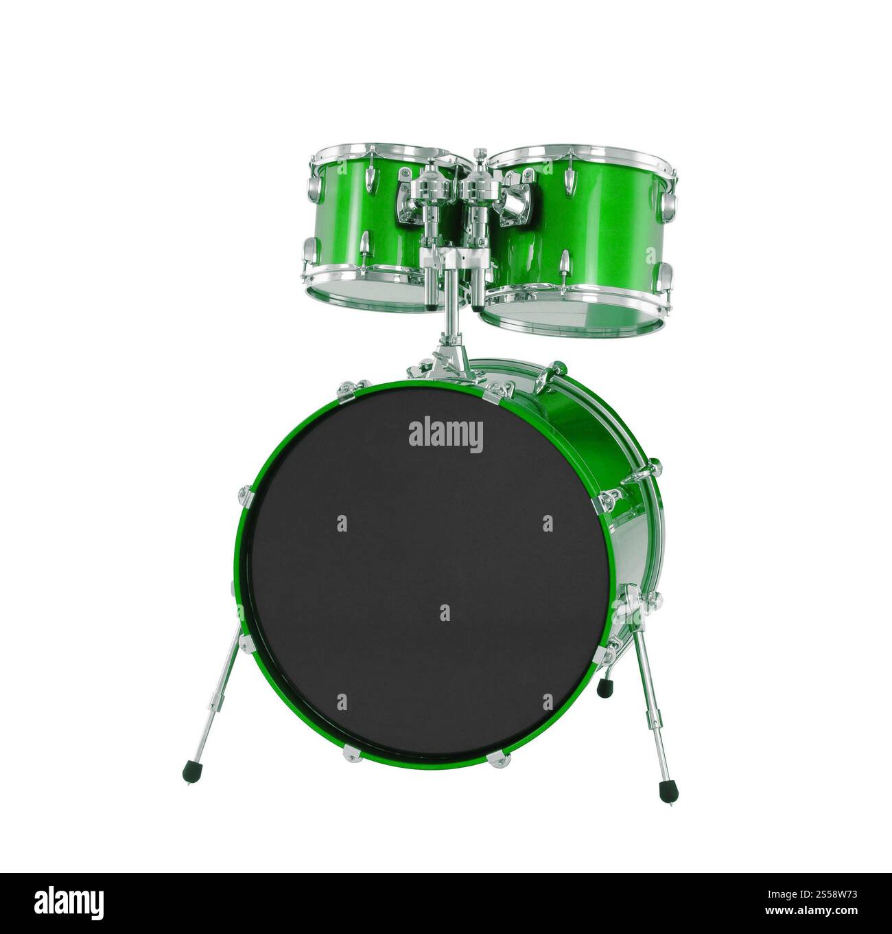 Set of Green drums isolated on white background. Set of Green drums ...