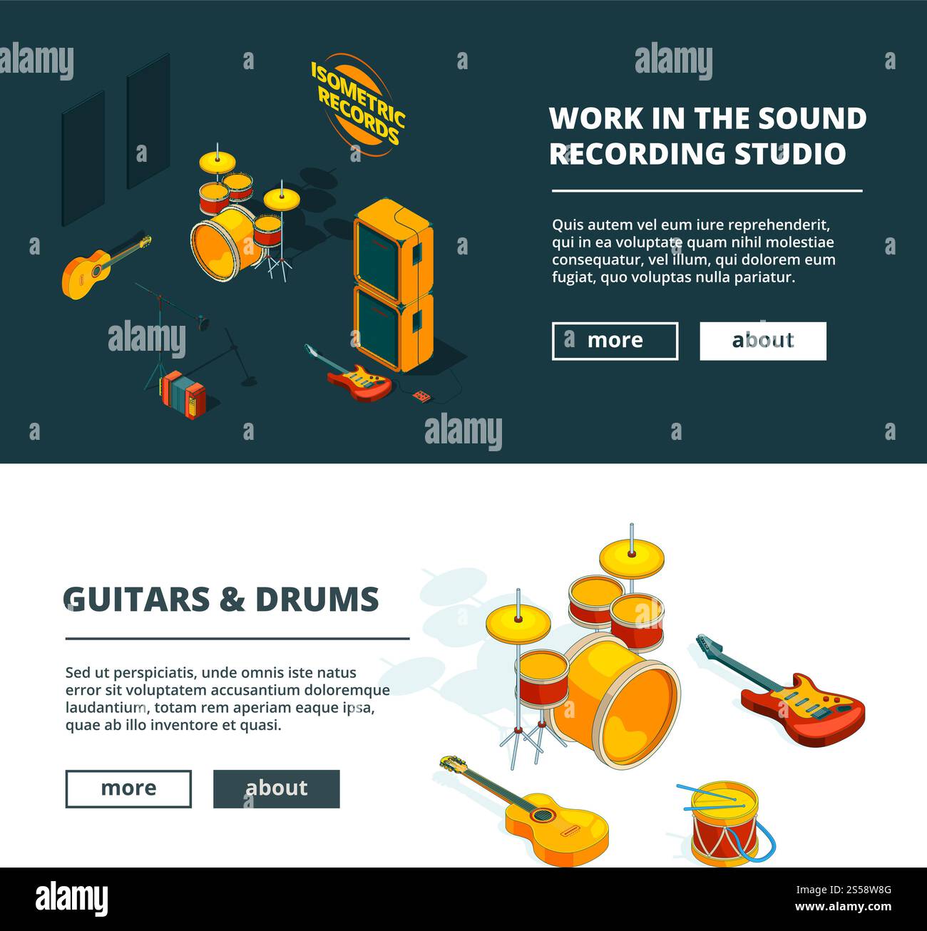 Music concepts. Vector banners template with illustrations of musical ...
