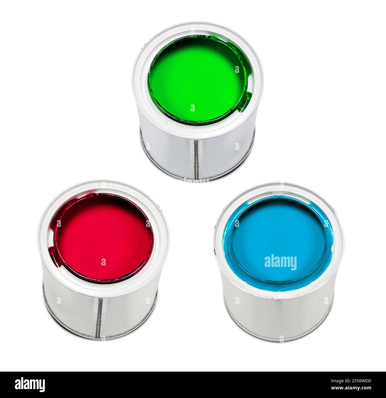 Red, green and blue paint isolated on white background. Red, green and ...