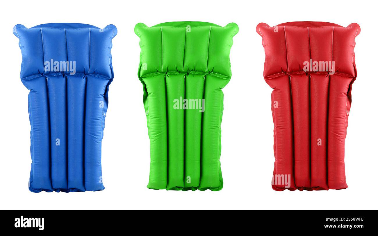 Inflatable beach mattress isolated on white. Inflatable beach mattress ...