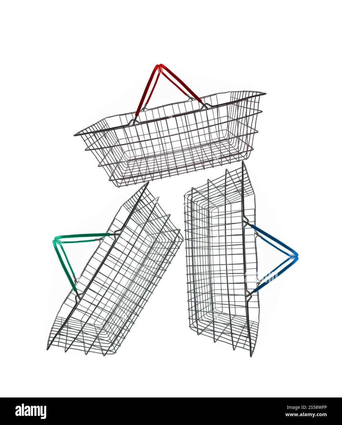 shopping baskets on white background. shopping baskets Stock Photo - Alamy