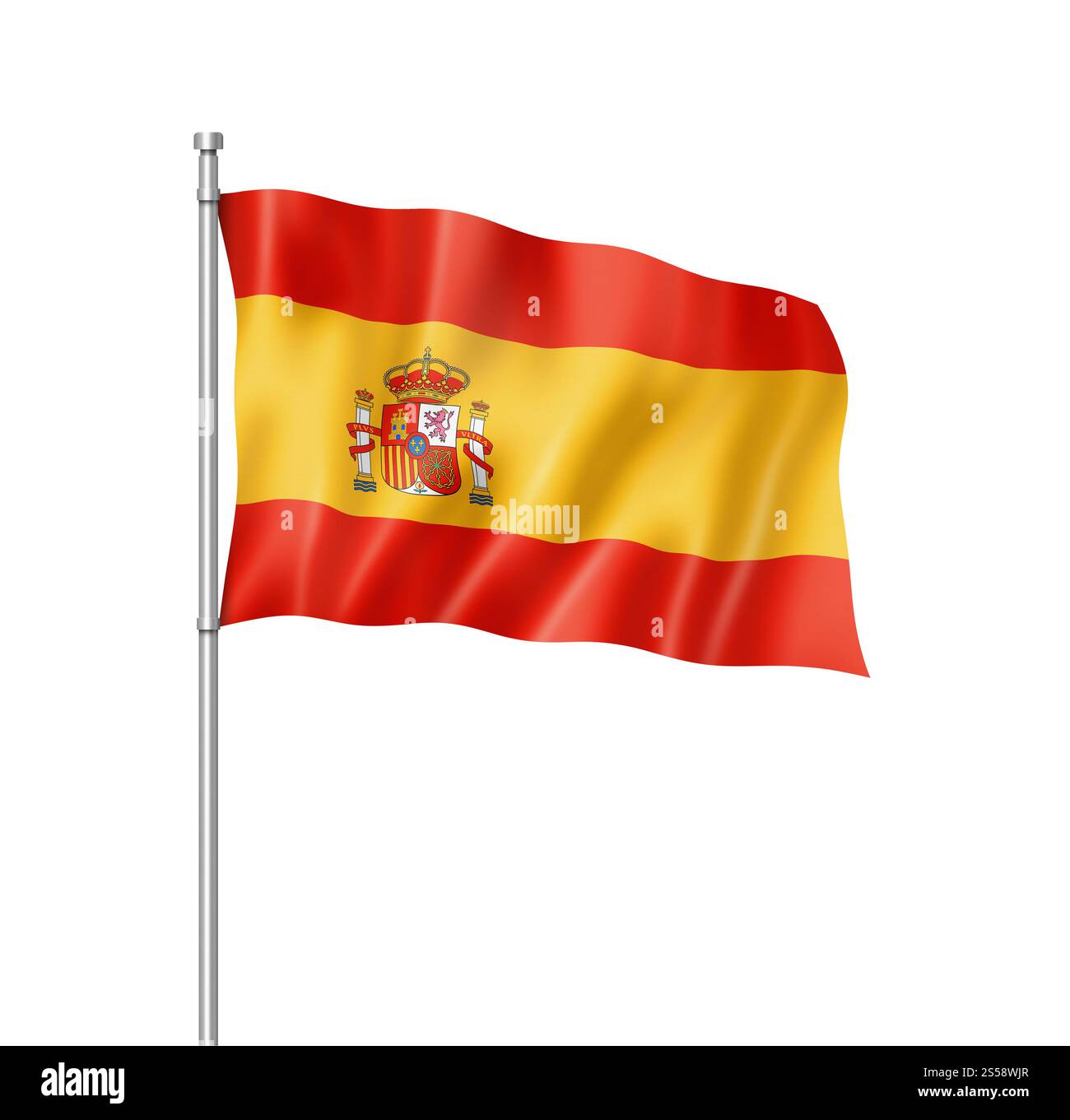 Spain flag, three dimensional render, isolated on white. Spanish flag ...