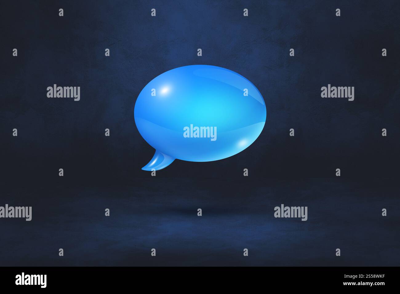 3D blue speech bubble isolated on black background. Blue speech bubble ...