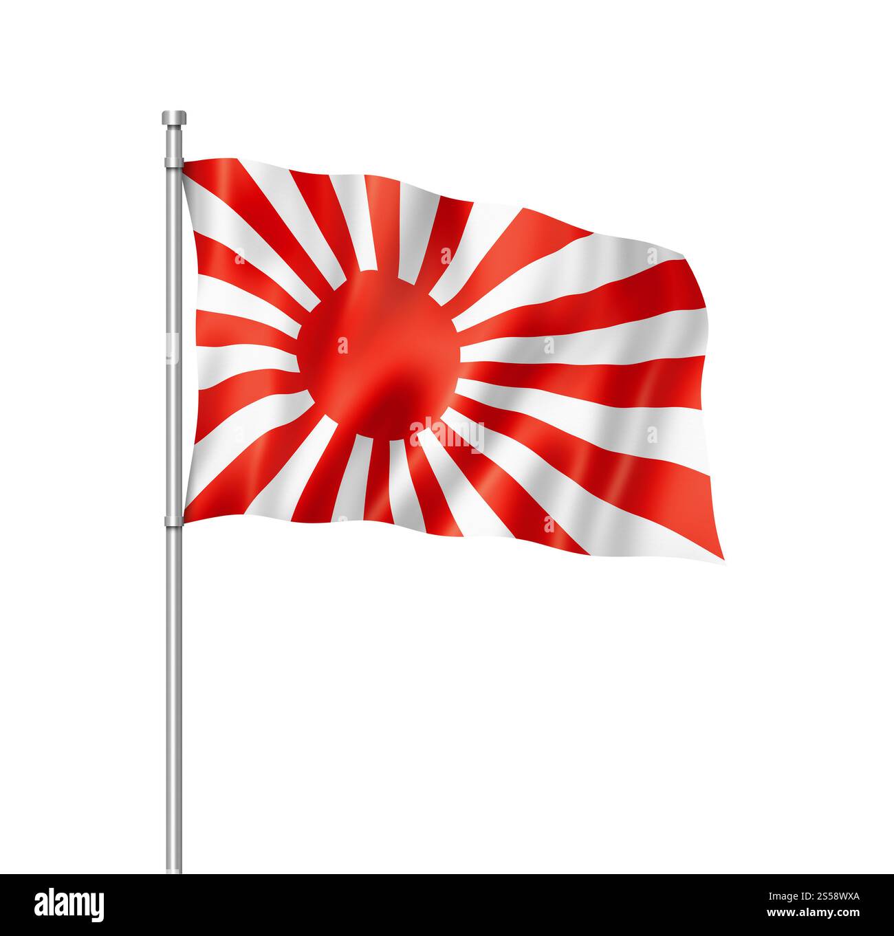 Japan naval ensign flag, three dimensional render isolated on white ...