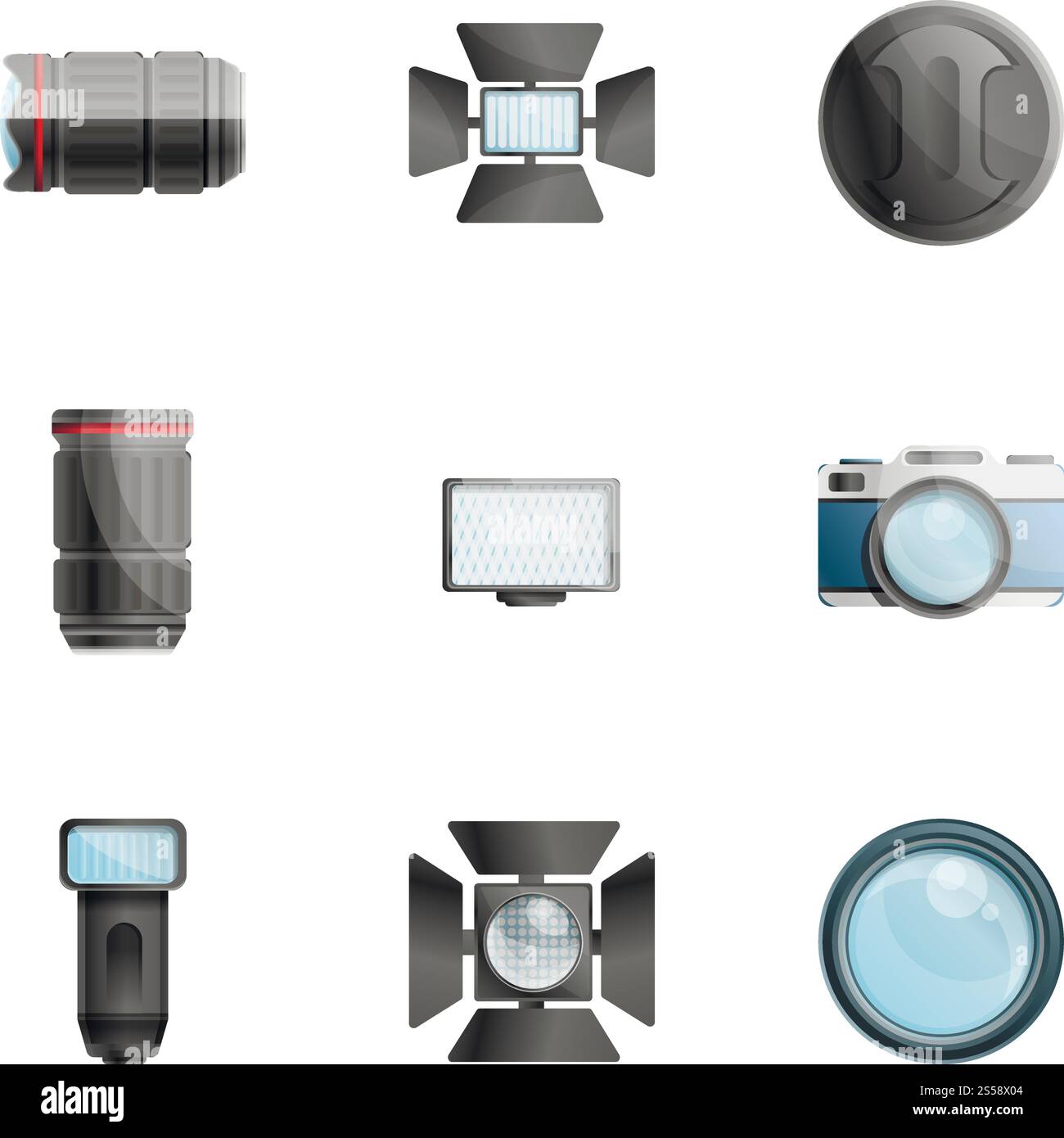 Photographer equipment icon set. Cartoon set of 9 photographer ...