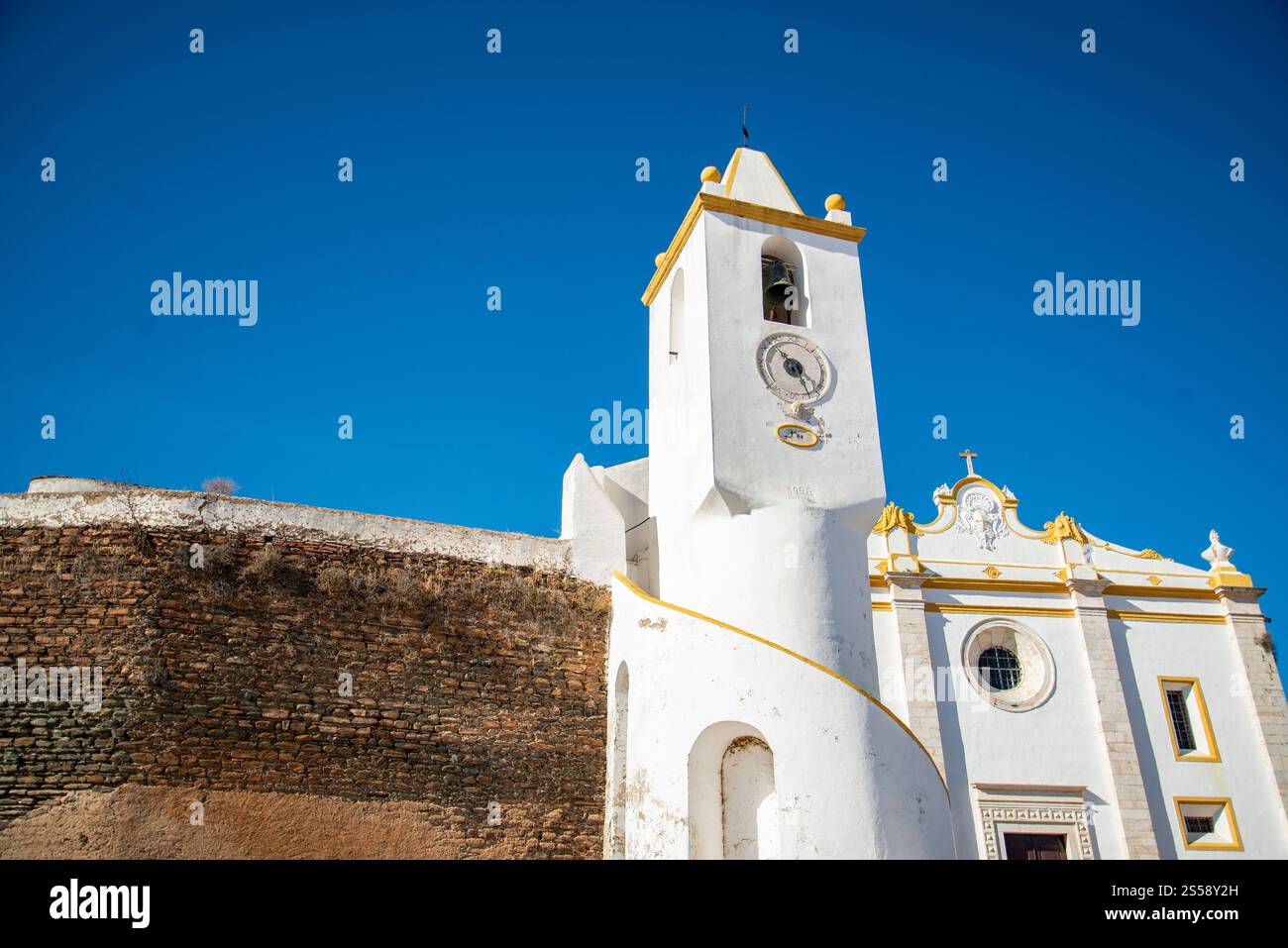 the Igreja of Matriz de Veiros or Igreja de sao Salvador, left, and the ...