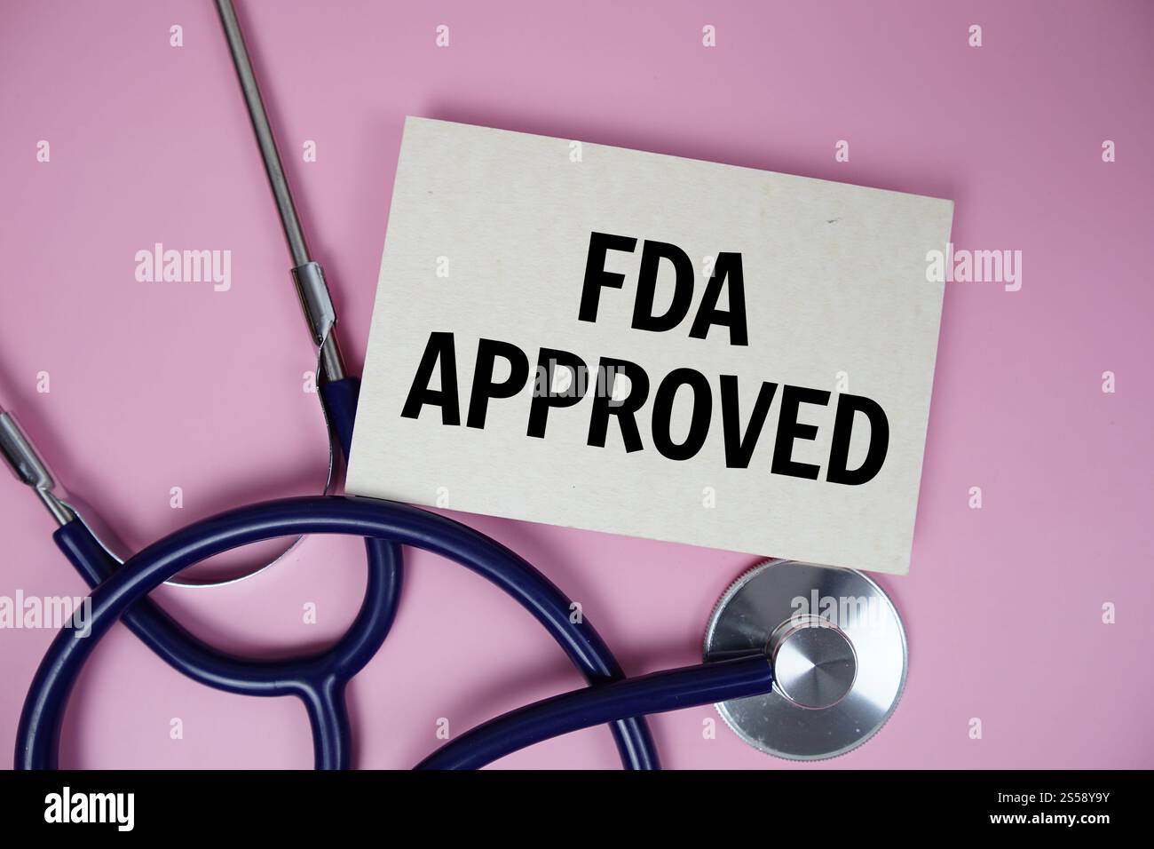 FDA Approved text with stethoscope on pink background, Healthy and ...