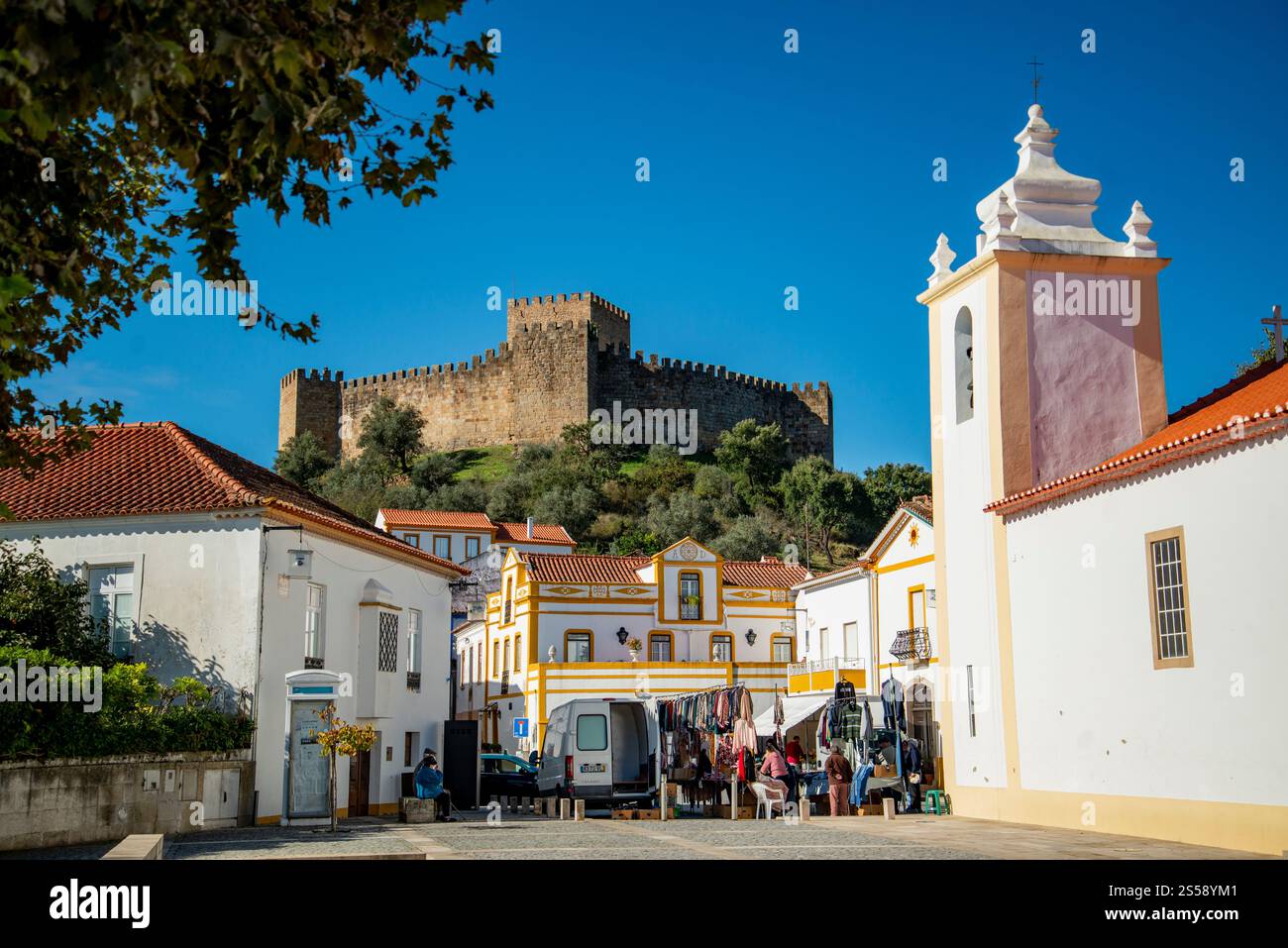 the Town of Belver with the Castelo de Belver and the Igreja de nossa ...