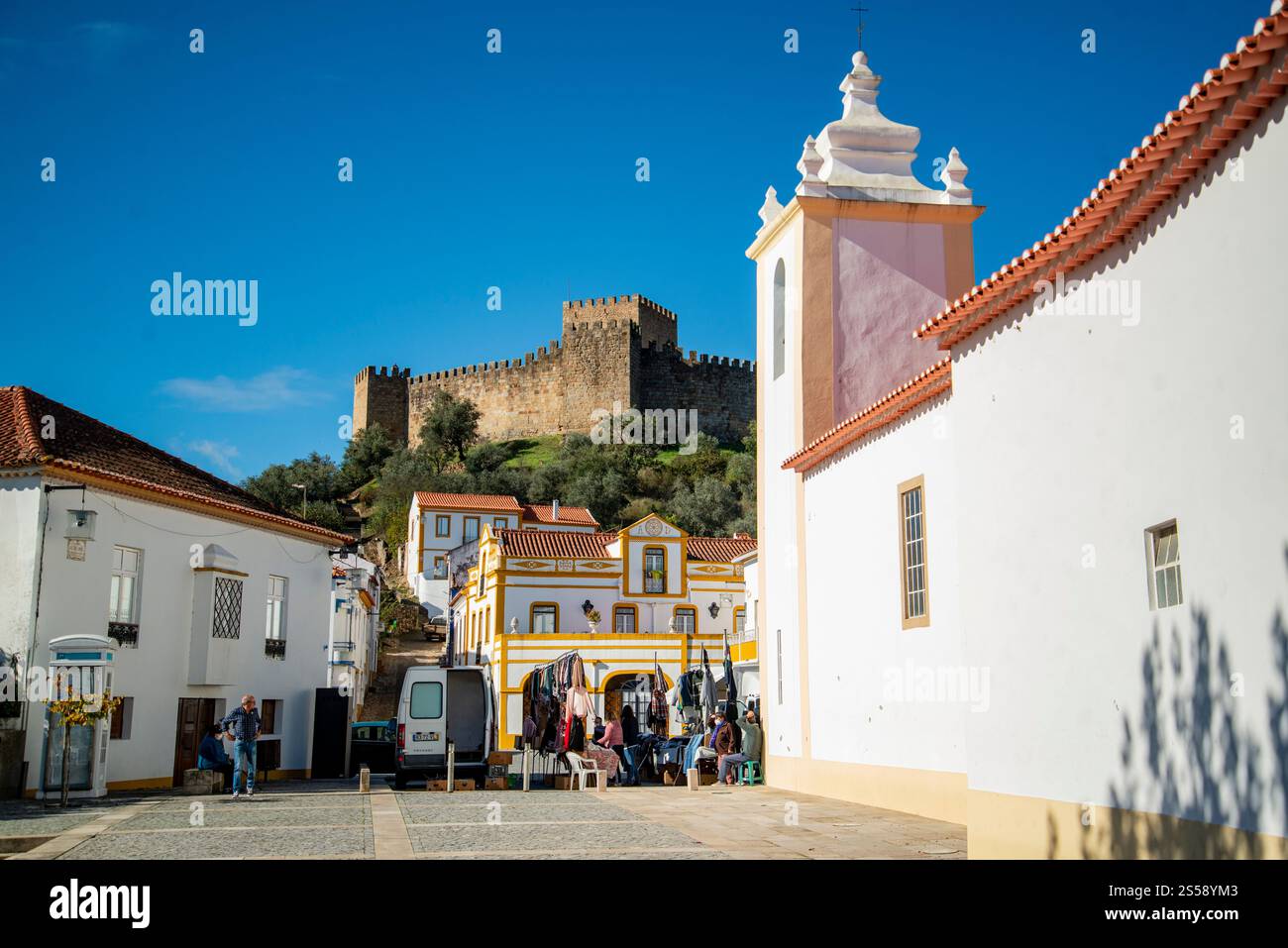 the Town of Belver with the Castelo de Belver and the Igreja de nossa ...