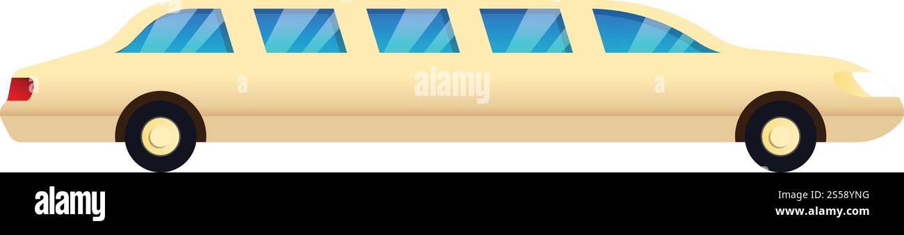 Gold limousine icon. Cartoon of gold limousine vector icon for web ...