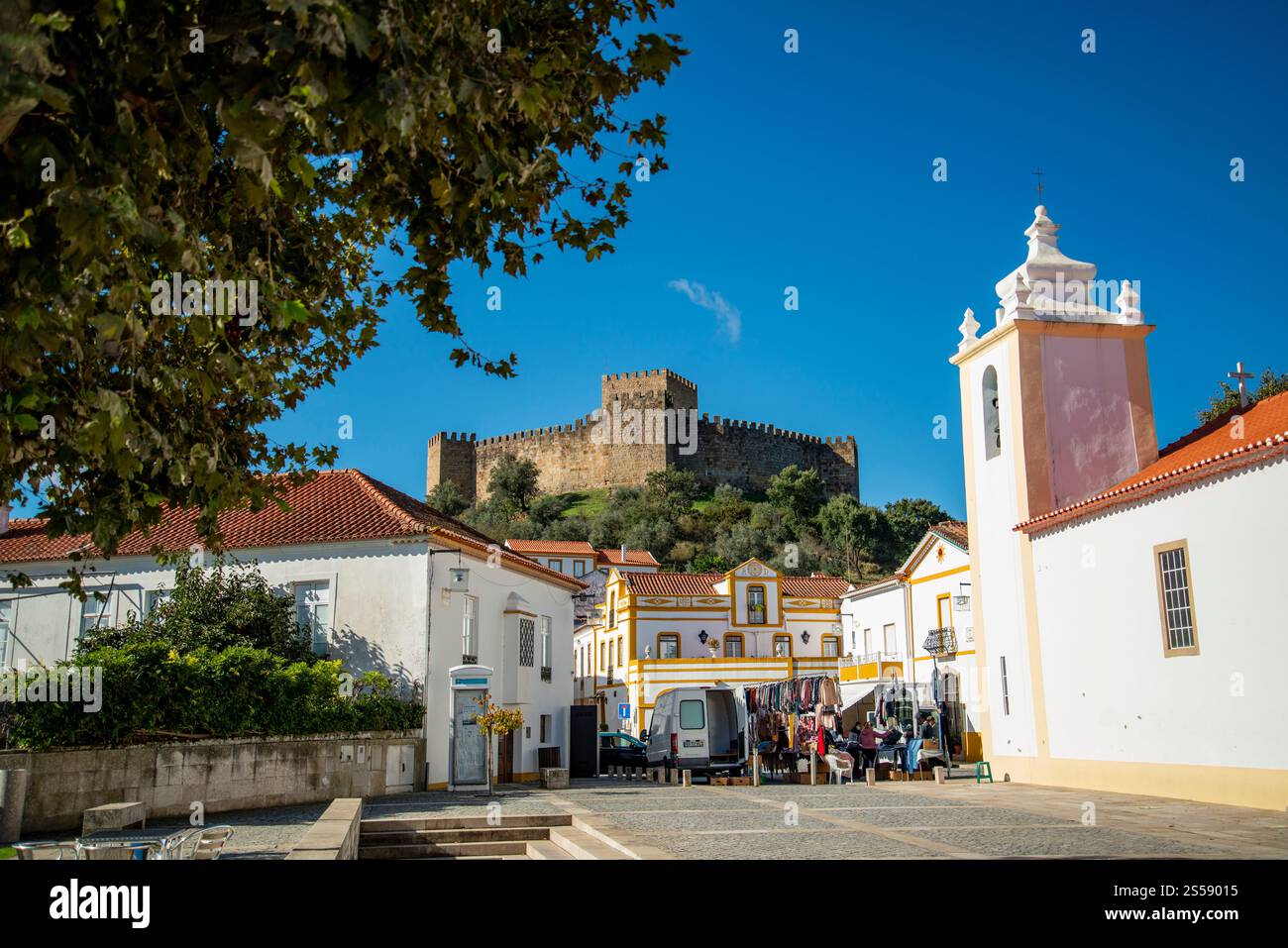 the Town of Belver with the Castelo de Belver and the Igreja de nossa ...
