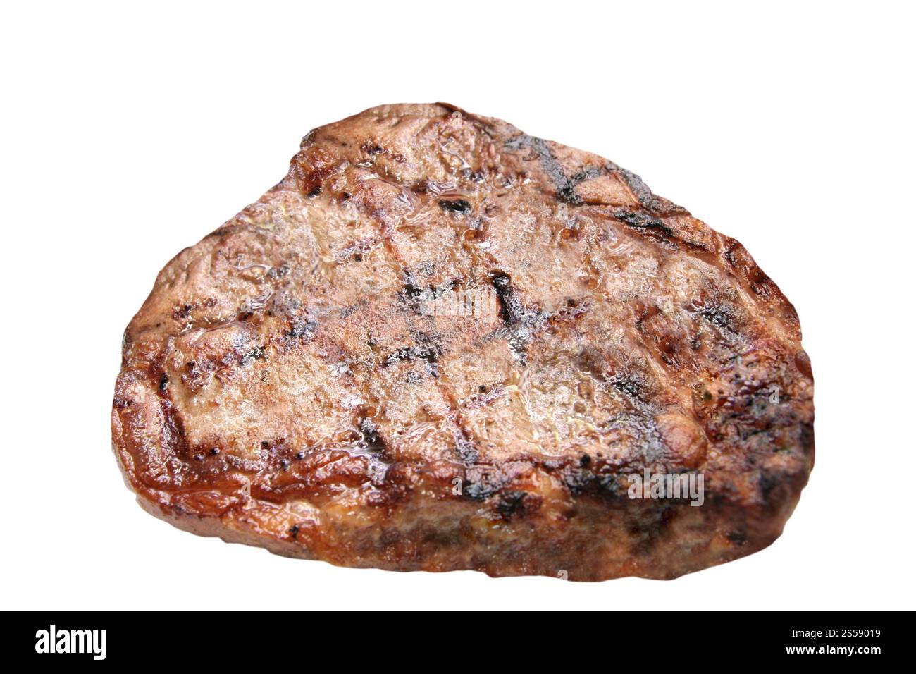hot fresh grilled boneless rib eye steak isolated on white. hot fresh ...