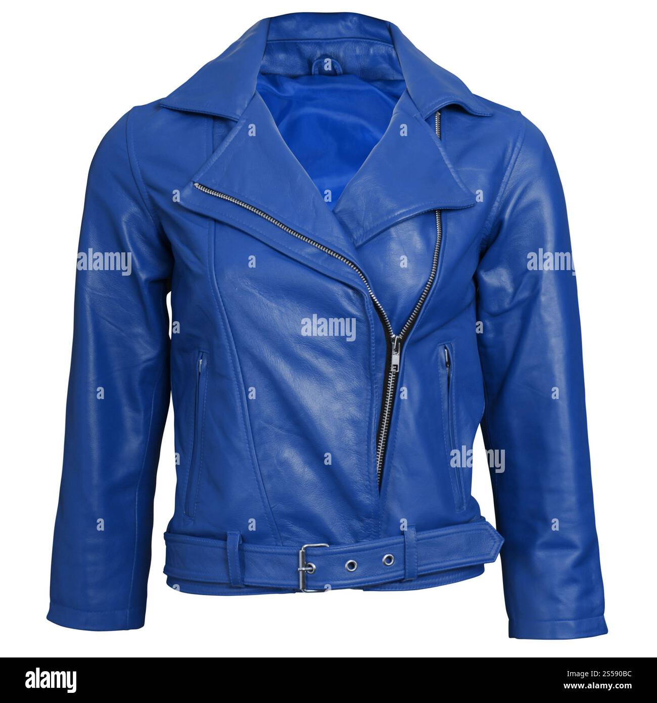 a blue leather jacket isolated on white background. blue leather jacket ...