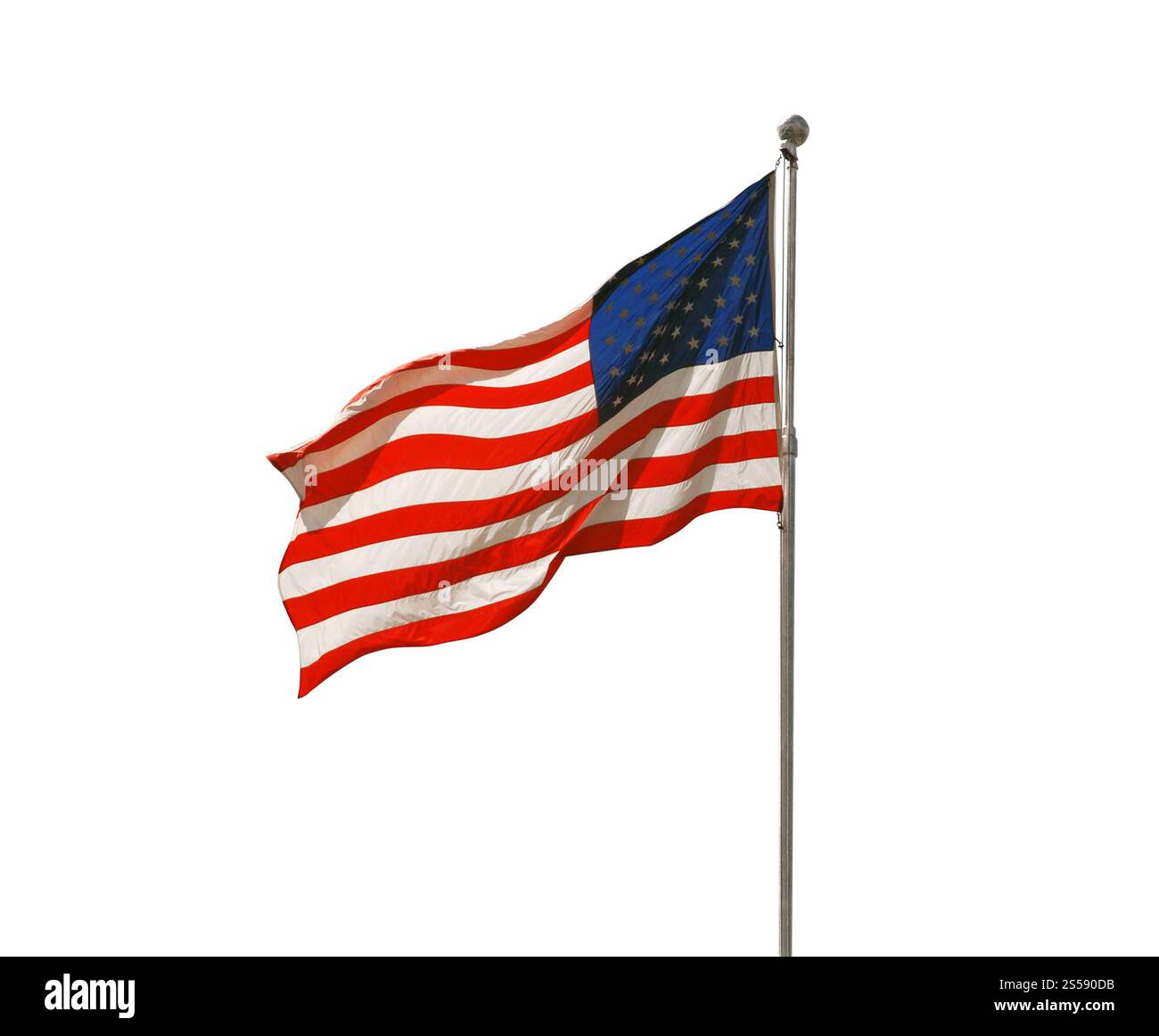 American flag flapping isolated on white background. American flag ...