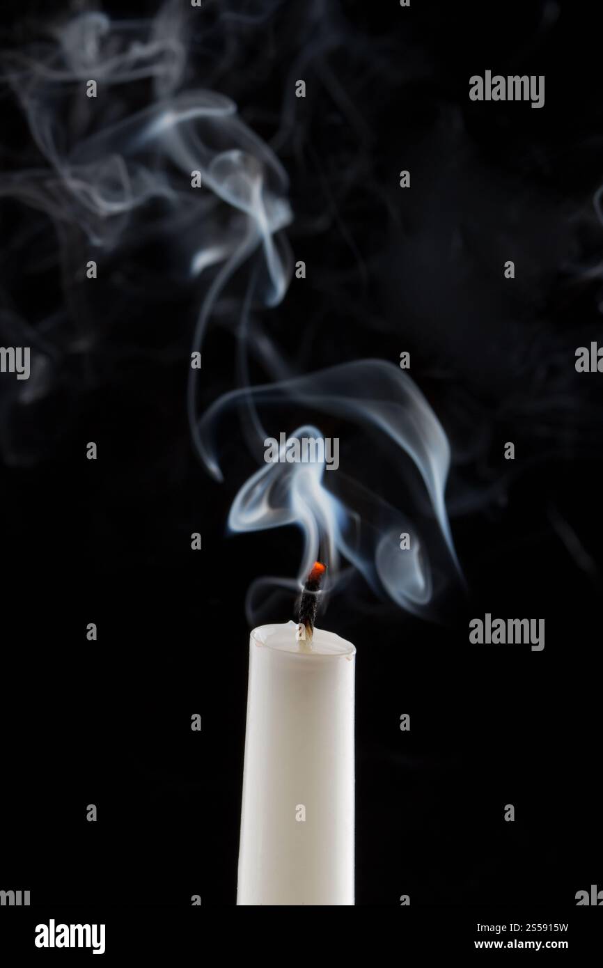 Extinguished candle with smoke (Metaphor of the death). Extinguished ...