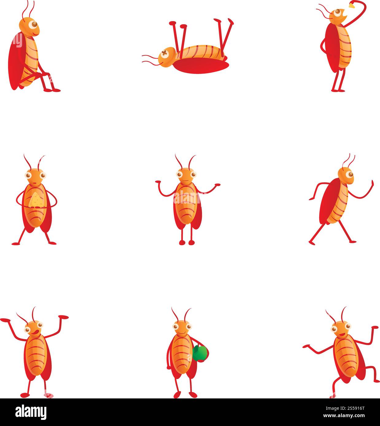 Cockroach icon set. Cartoon set of 9 cockroach vector icons for web ...