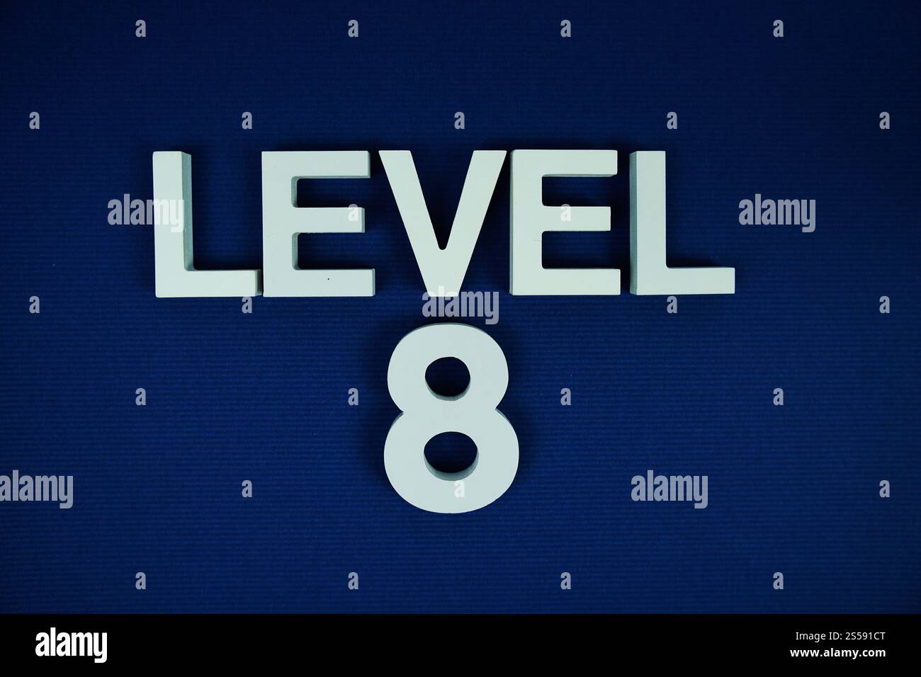 Level 8 Level Eight alphabet letters on navy blue background Stock ...