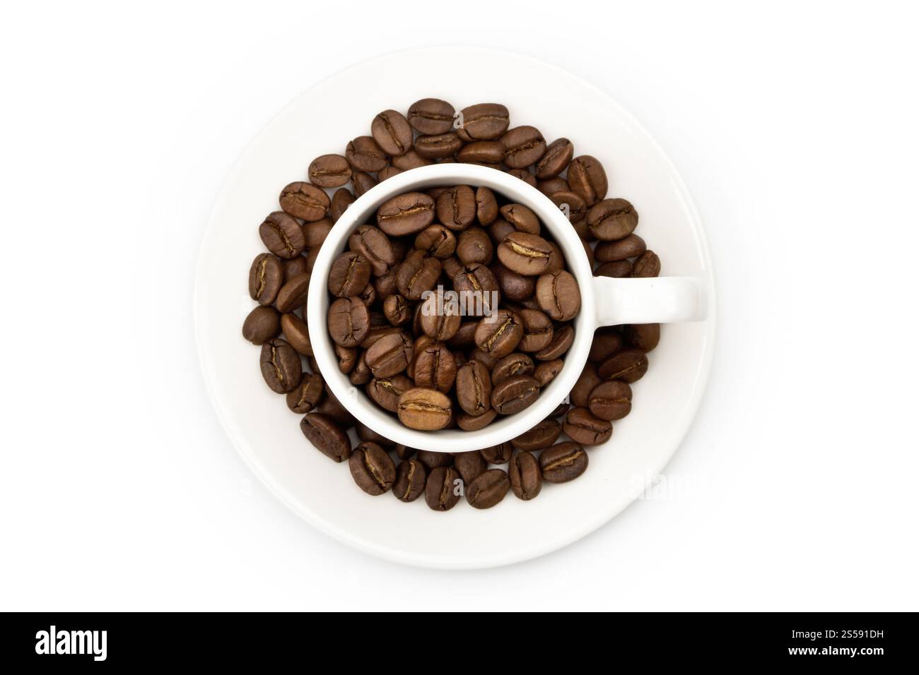 Cup filled with coffee beam's isolated on white background Stock Photo ...