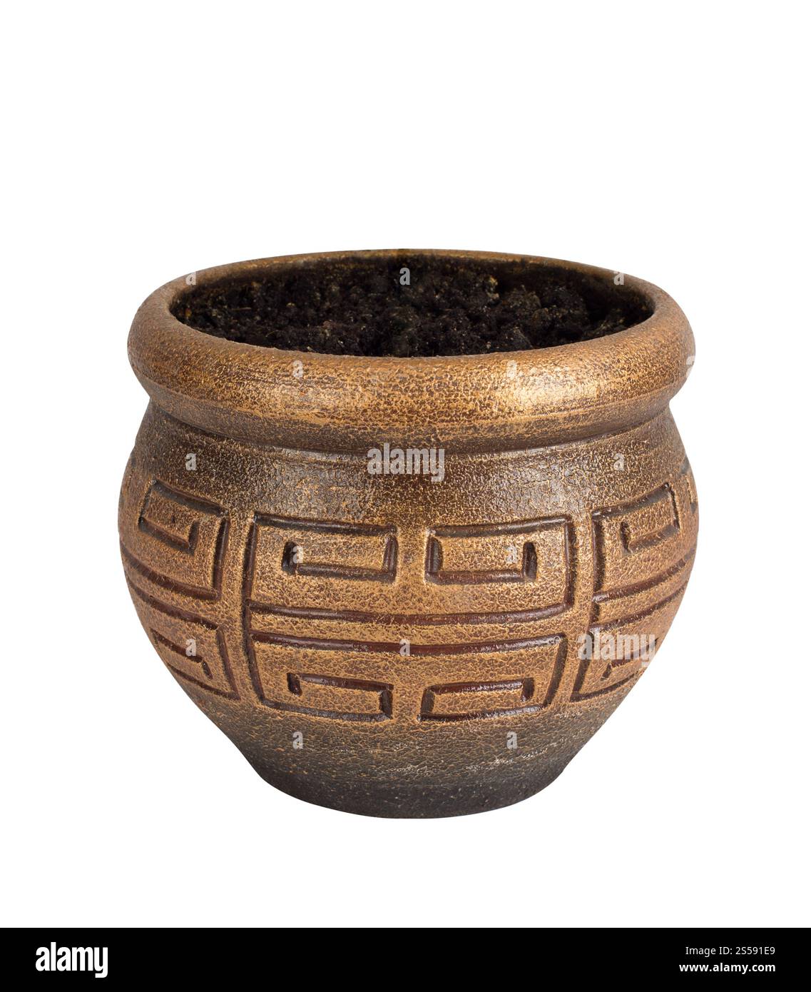 clay flower pot over white background. clay flower pot Stock Photo - Alamy