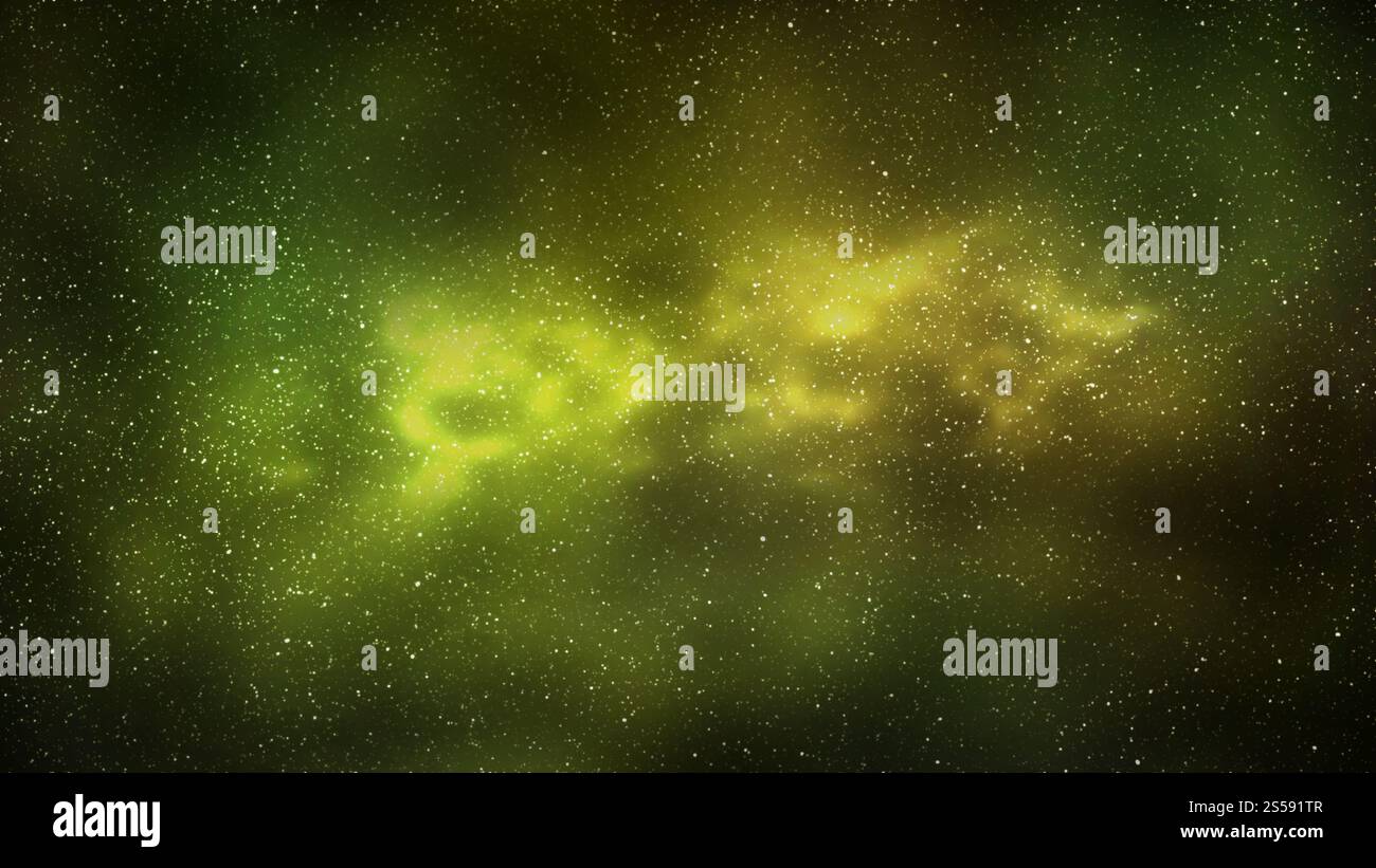 Night starry sky and bright yellow galaxy, horizontal background. 3d ...