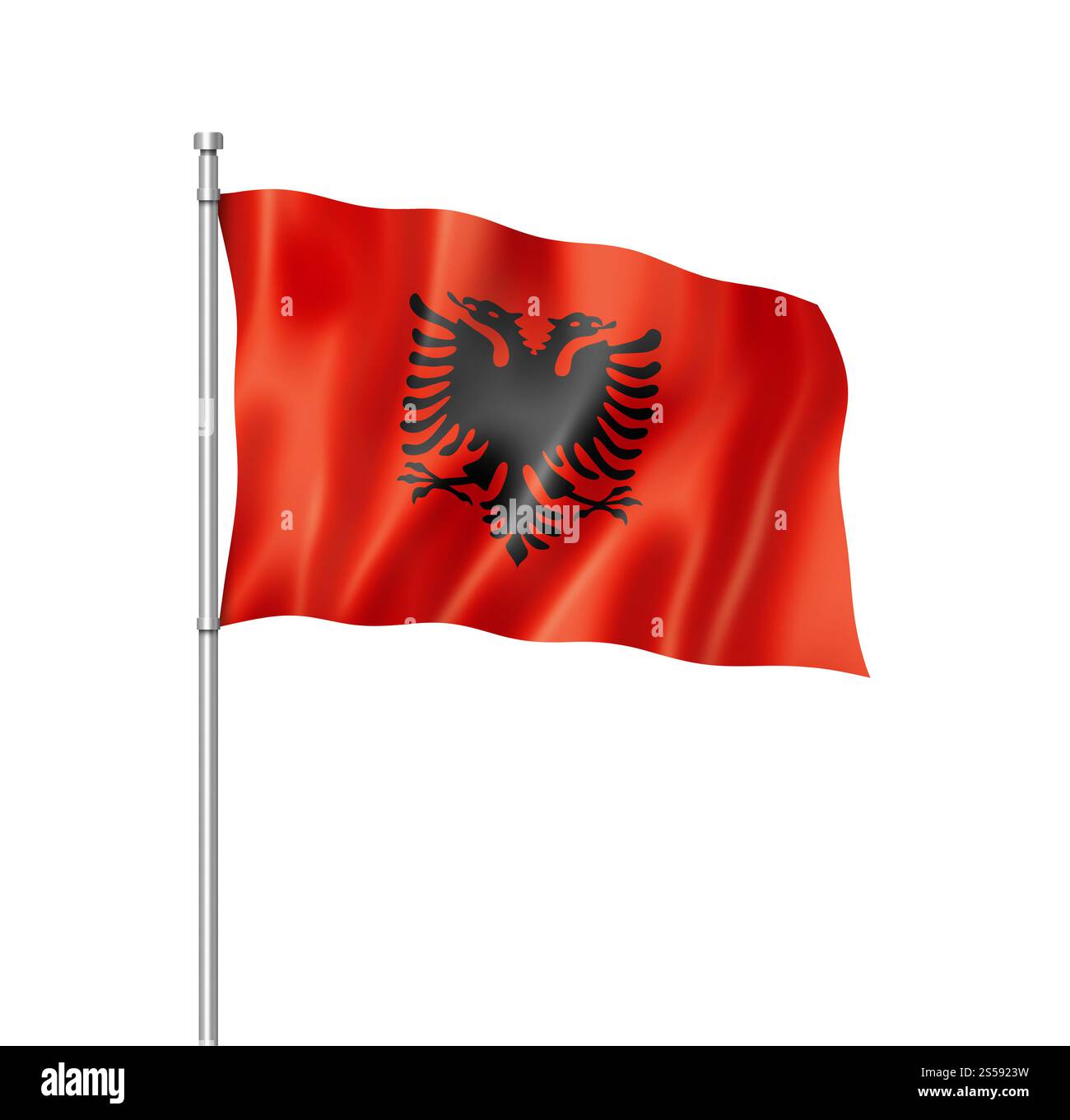 Albania flag, three dimensional render, isolated on white. Albanian ...