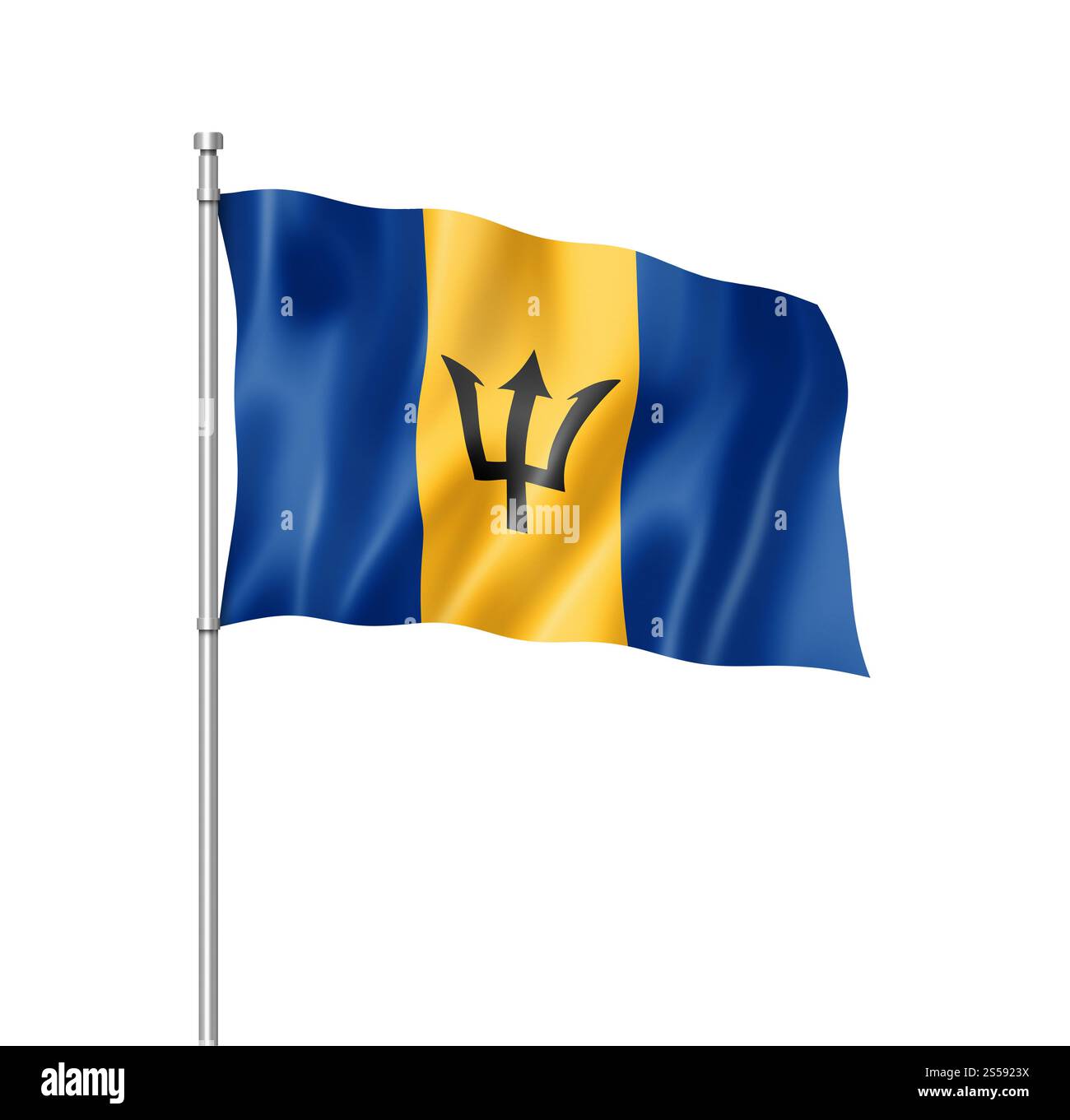Barbados flag, three dimensional render, isolated on white. Barbados ...