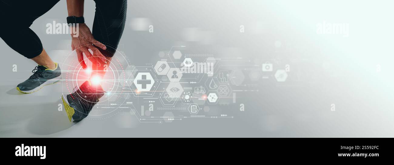 Runner sportsman holding ankle in pain with Broken twisted joint ...