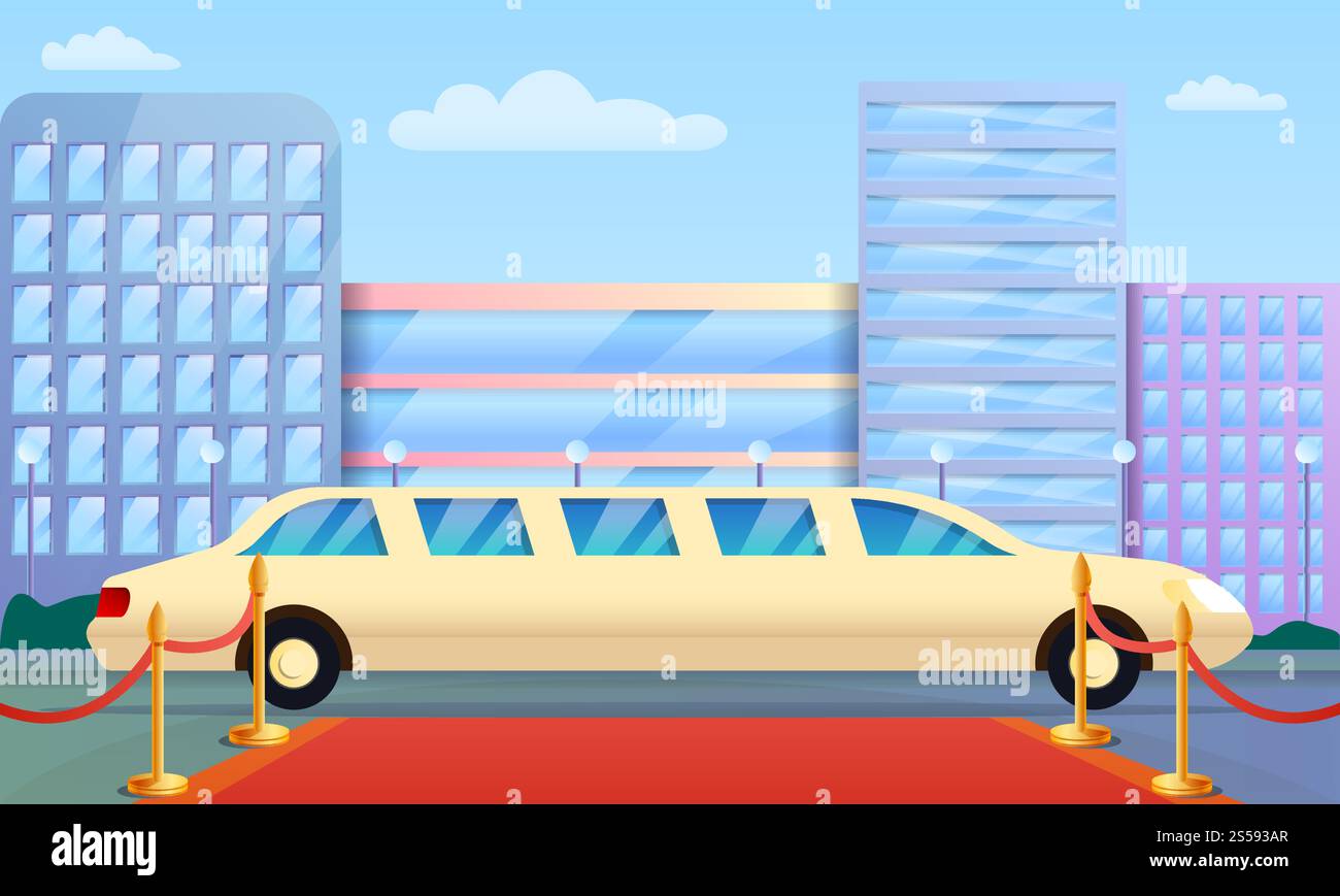 Limousine concept banner. Cartoon illustration of limousine vector ...