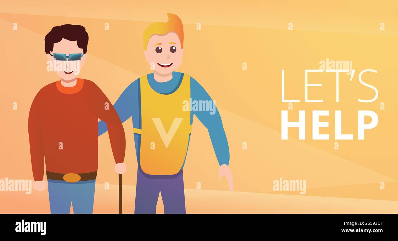 Volunteer lets help concept banner. Cartoon illustration of volunteer ...