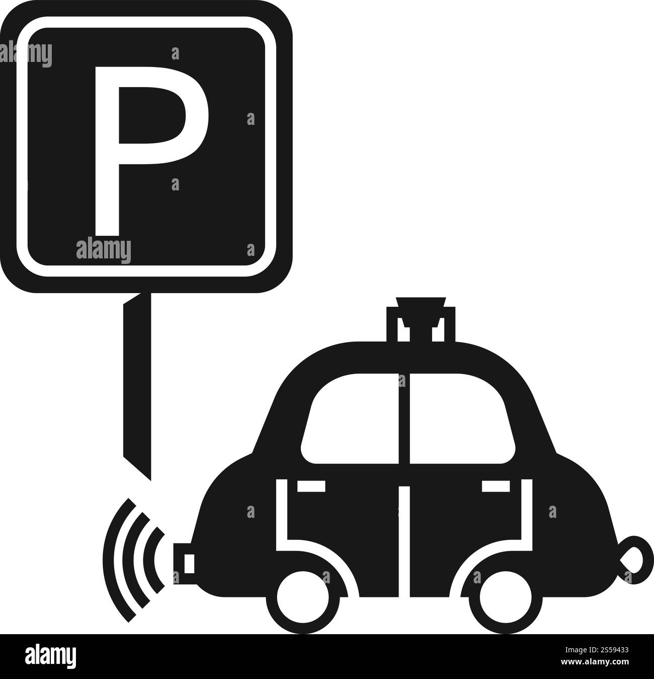 Driverless car parking icon. Simple illustration of driverless car ...