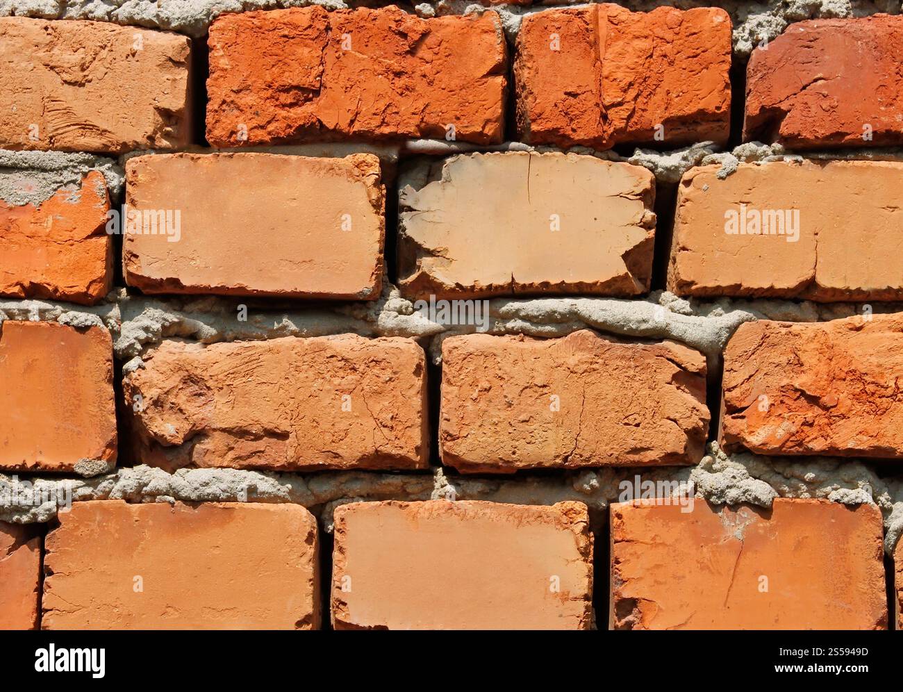 Detail of brick wall with bricks of different colors. Multicolor brick ...