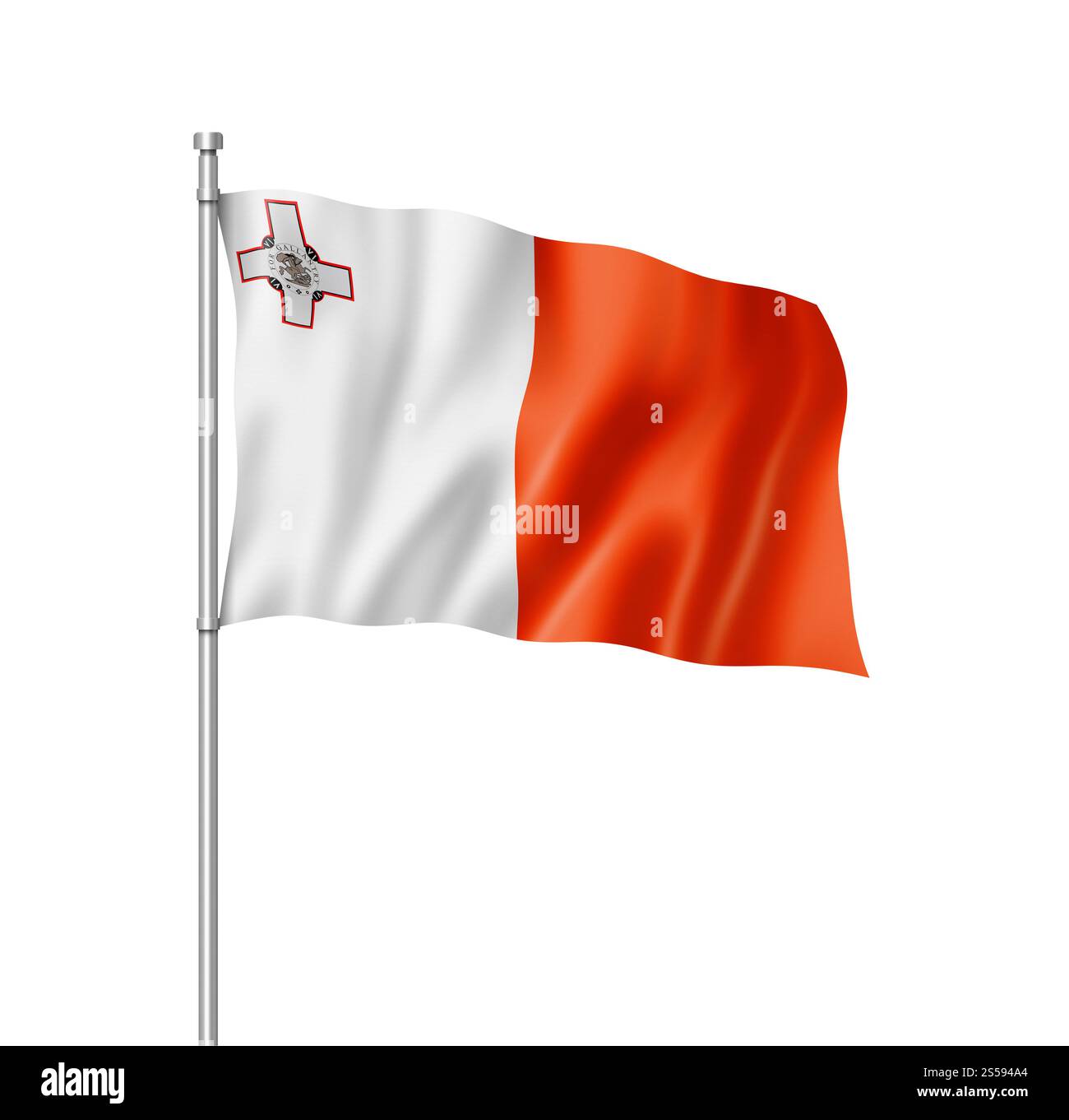 Malta flag, three dimensional render, isolated on white. Malta flag ...