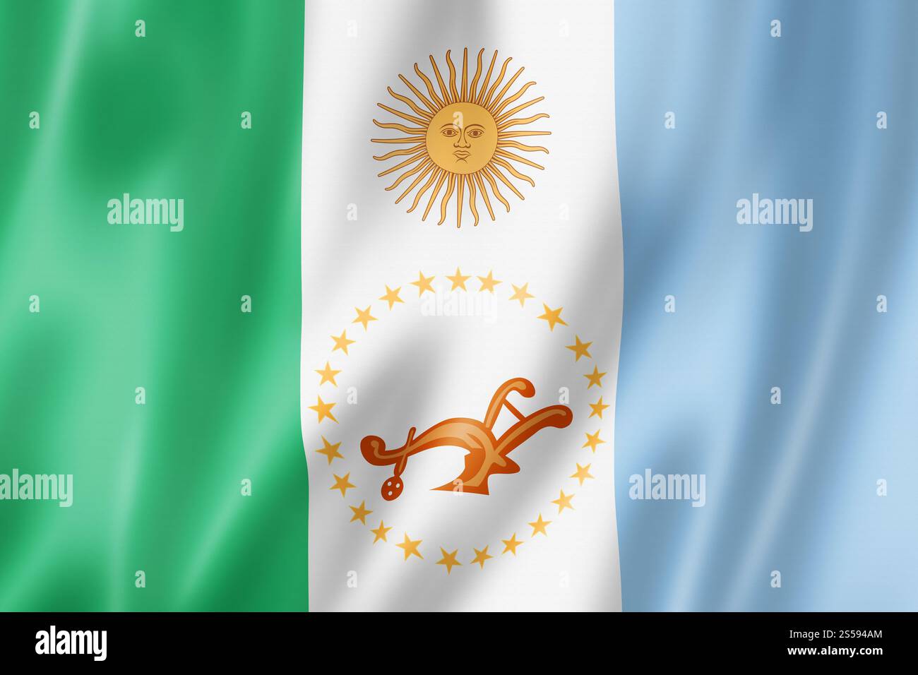 Chaco province flag, Argentina waving banner collection. 3D ...