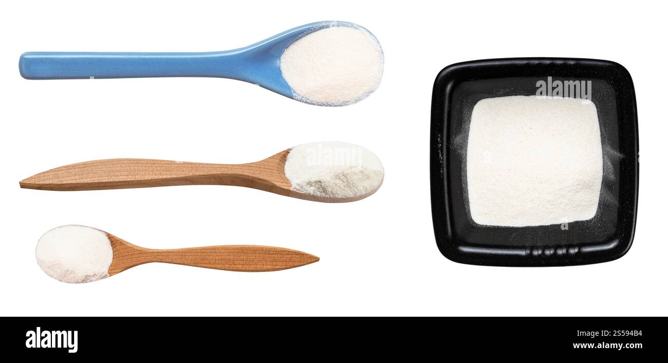 set of various agar powders isolated on white background Stock Photo ...