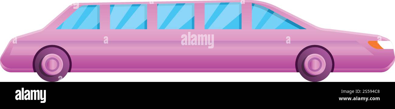 Pink limousine icon. Cartoon of pink limousine vector icon for web ...