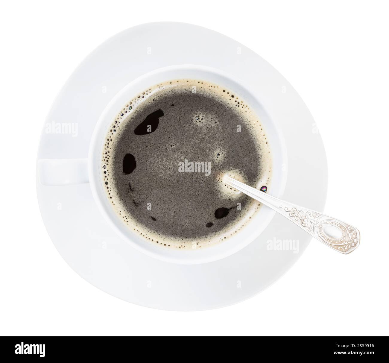 top view of cup on saucer with hot drink made from chicory root ...