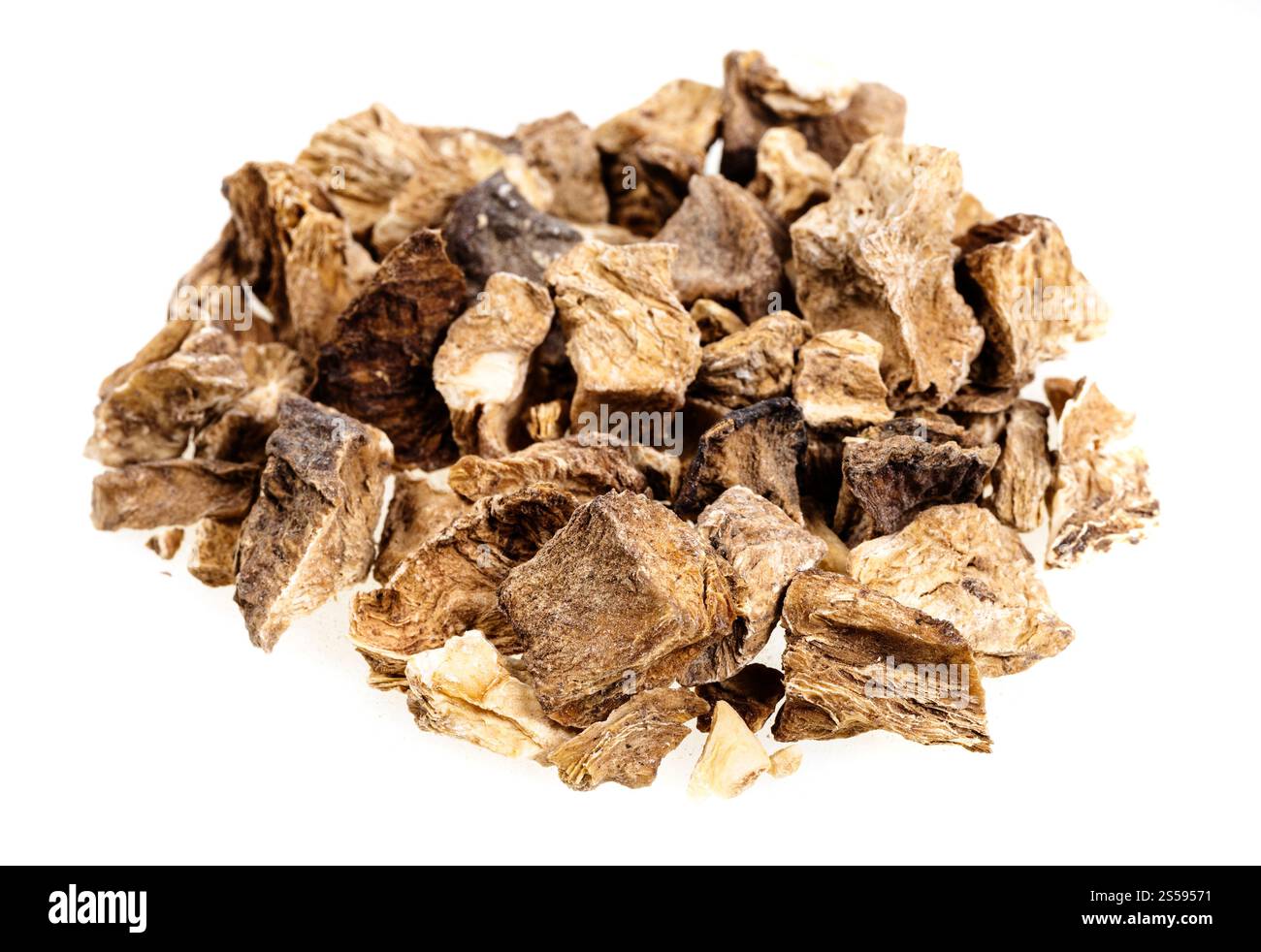 pieces of dried chicory roots close up isolated on white background ...