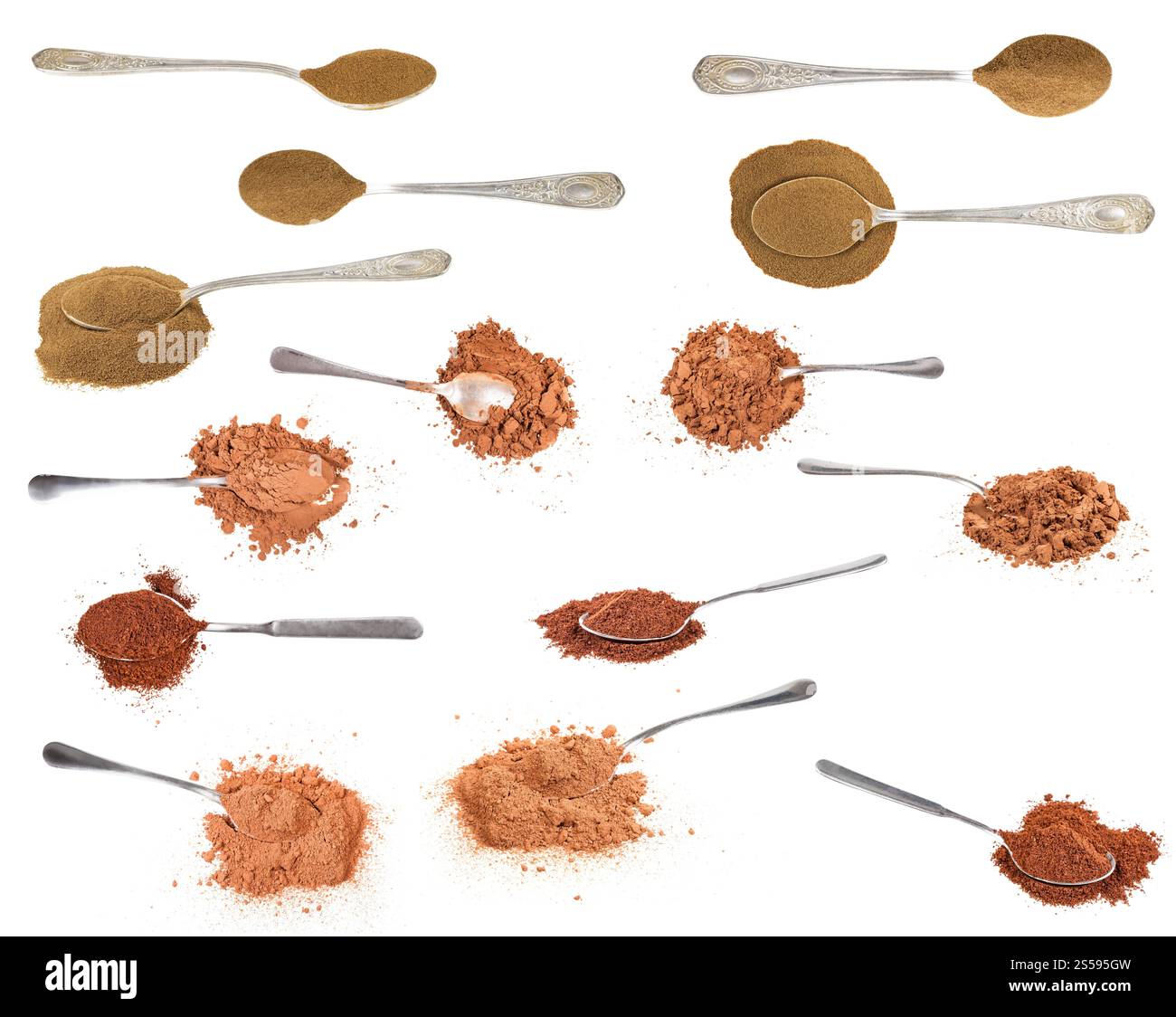 set of various ground drinks isolated on white background Stock Photo ...