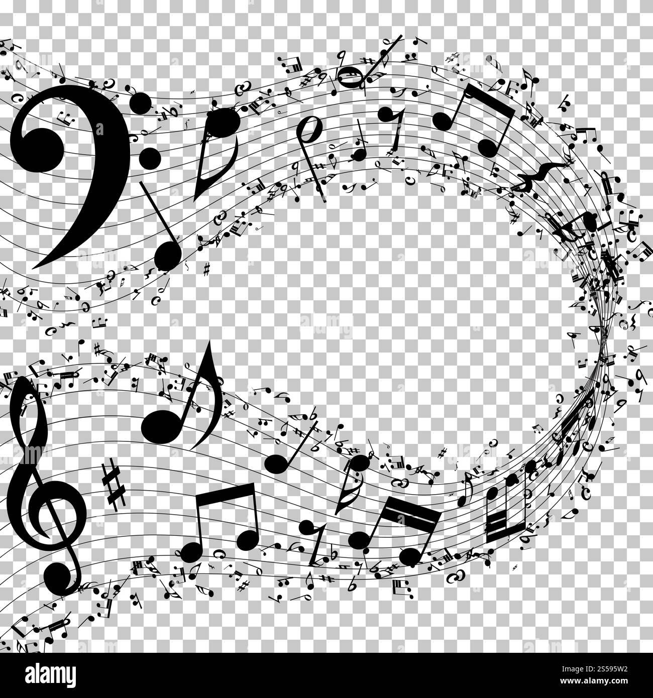 Musical Notes Background. Transparency Grid Design. Vector Illustration ...